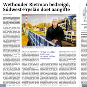WETHOUDER RIETMAN BEDREIGD, SÚDWEST DOET AANGIFTE - Brekt